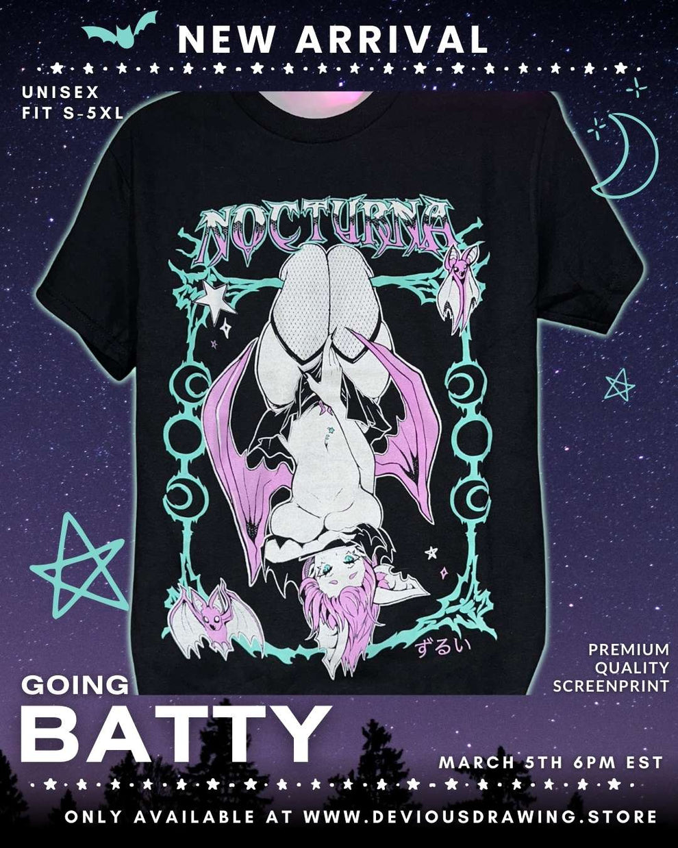Nocturna T-Shirt – Devious Drawing